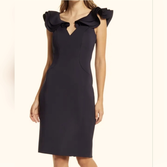 Eliza J | Dresses | Eliza J Navy Ruffled Bodycon Dress | Poshmark